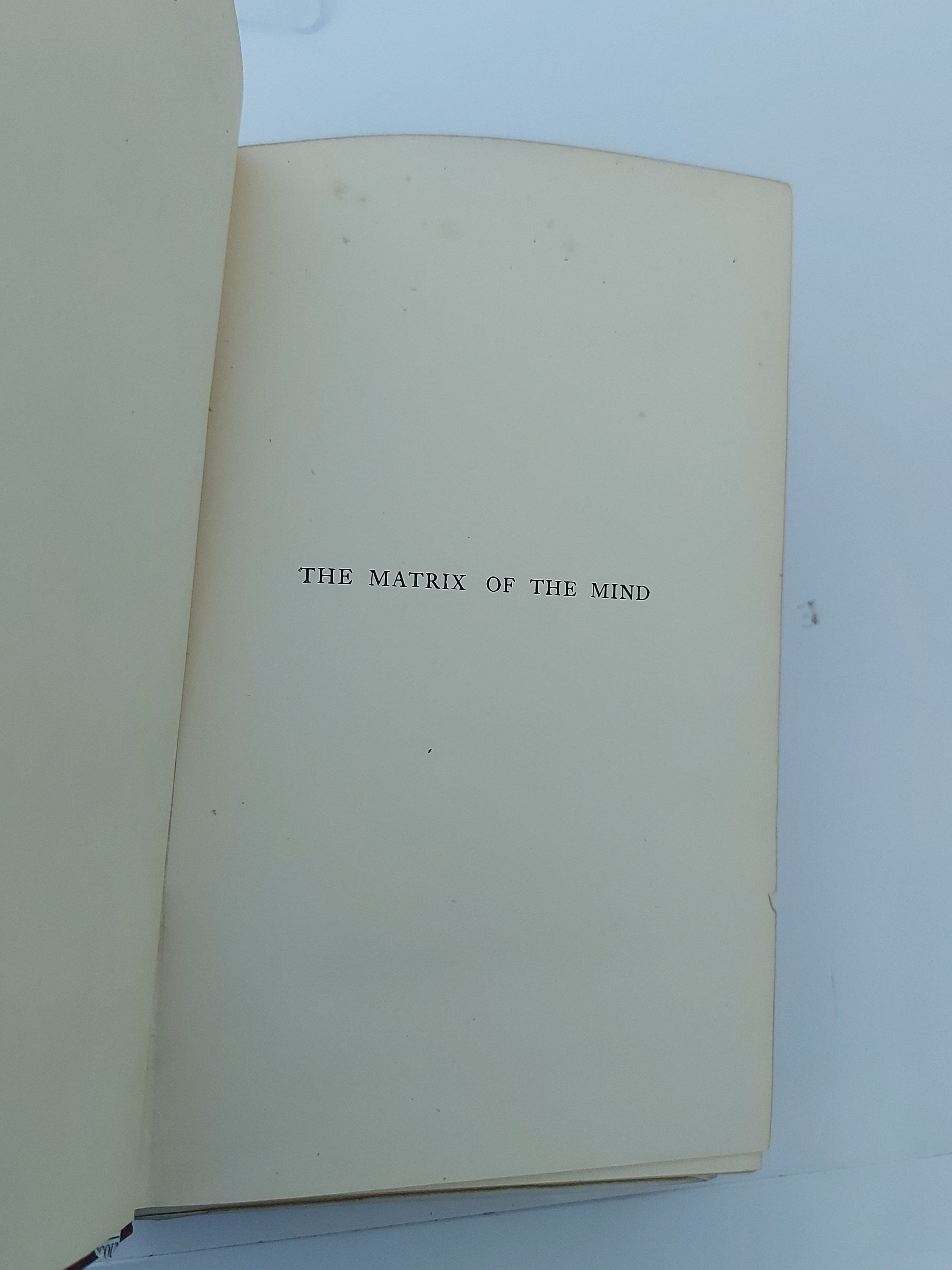 The Matrix of the Mind by Frederick Wood Jones & Stanley Porteus: Used ...