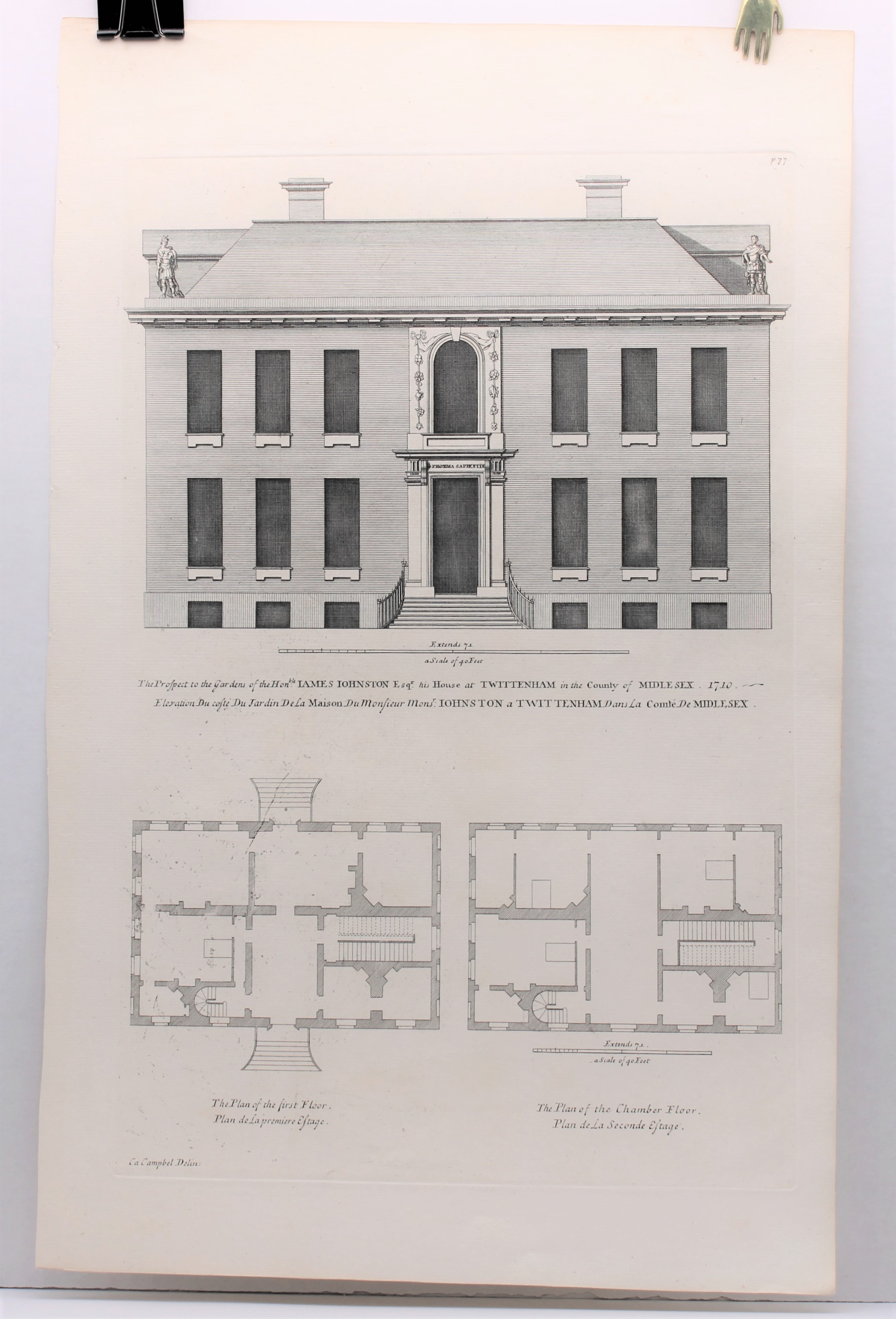THE PROSPECT TO THE GARDENS OF THE HONORABLE JAMES JOHNSTON, ESQ., HIS ...