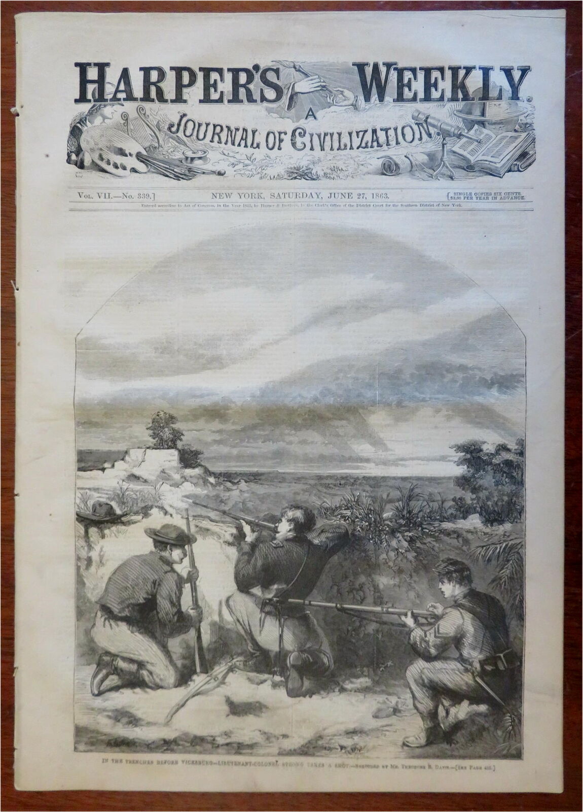 Siege of Vicksburg Fort Delaware Harpers Civil War newspaper 1863 MD ...