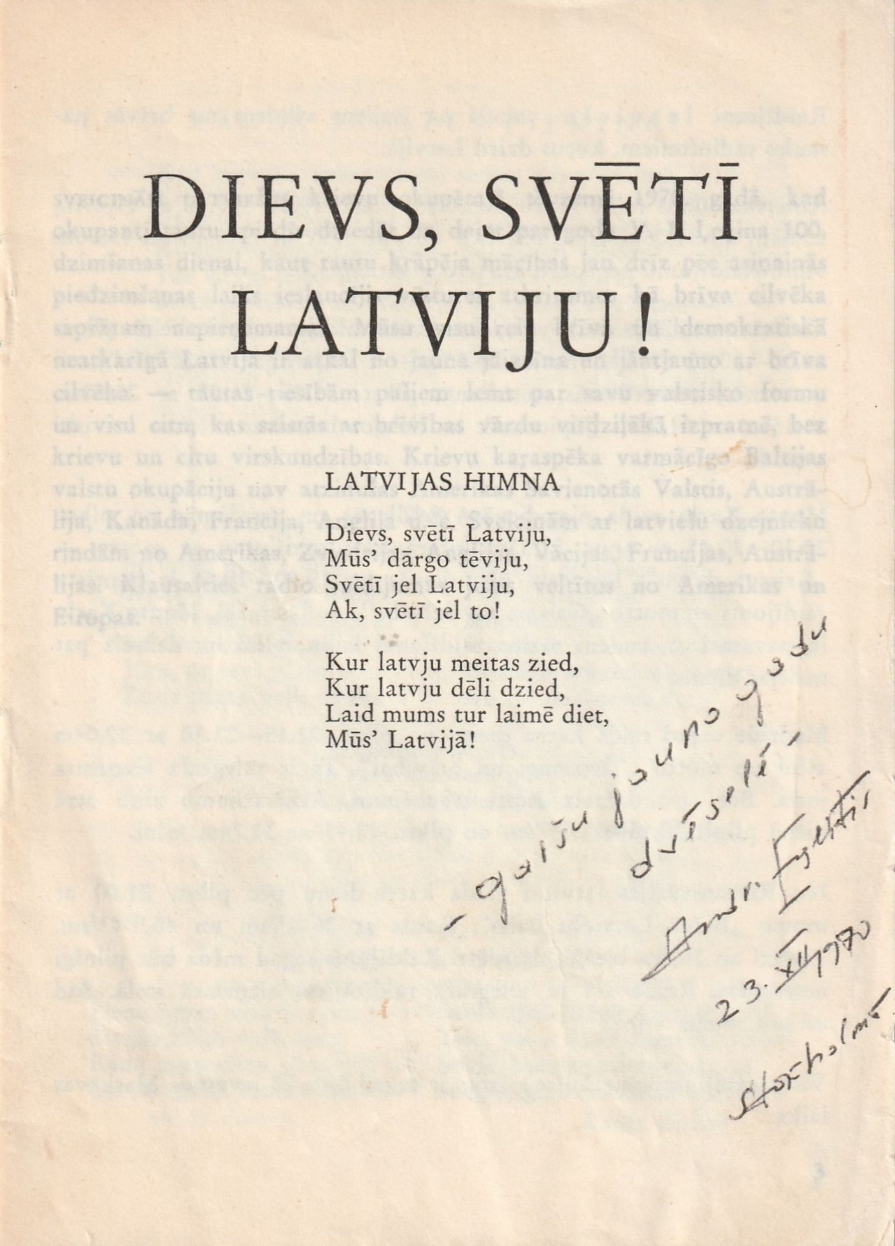 Dievs Sveti Latviju by Eglitis, Andrejs ( Compiled by): Very Good ...