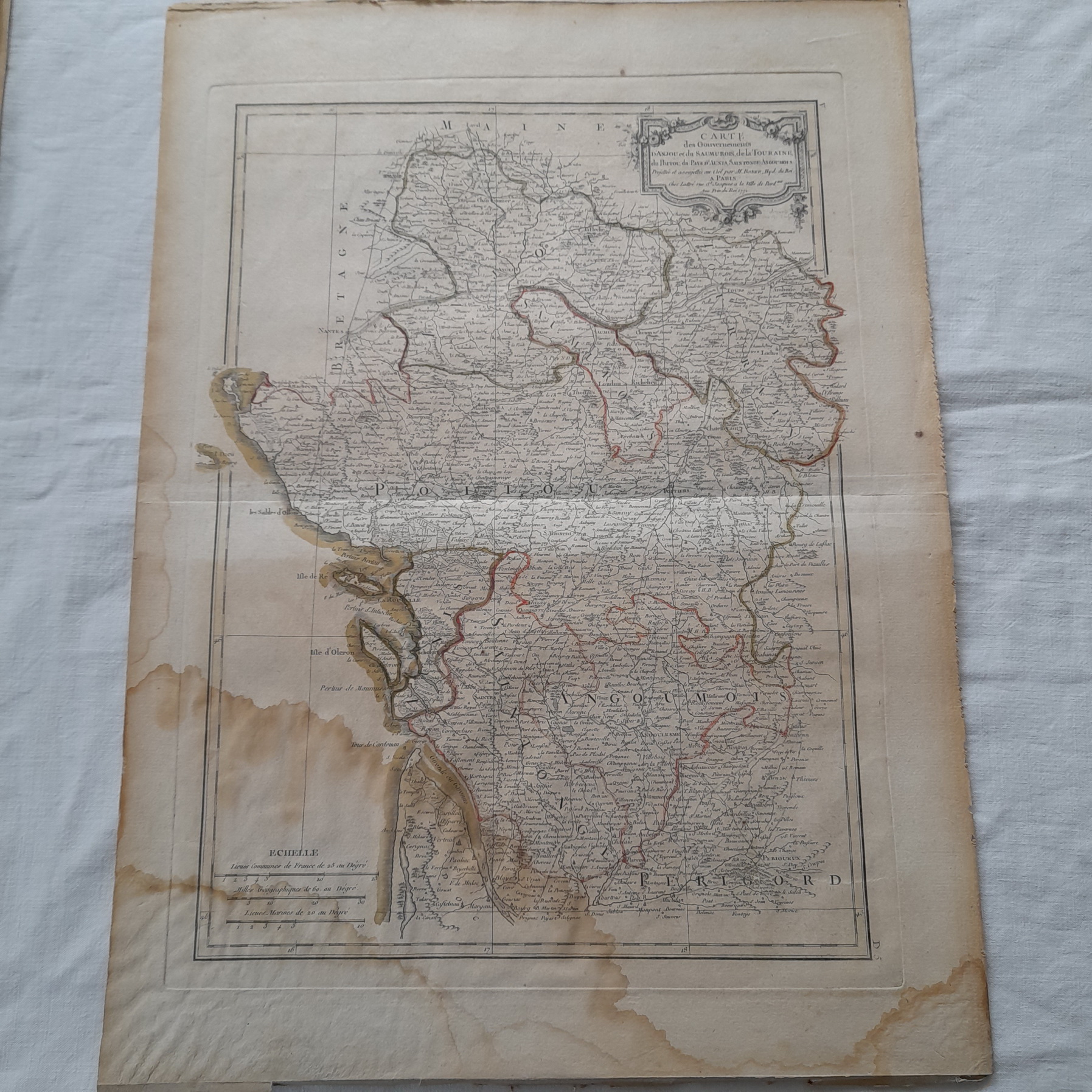 CARTE DES GOUVERNEMENTS D'ANJOU ET DU SAUMUROIS, DE LA TOURAINE, DU ...