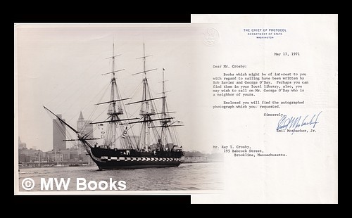 Black and white photograph of Historic Naval Vessal USS Constitution ...