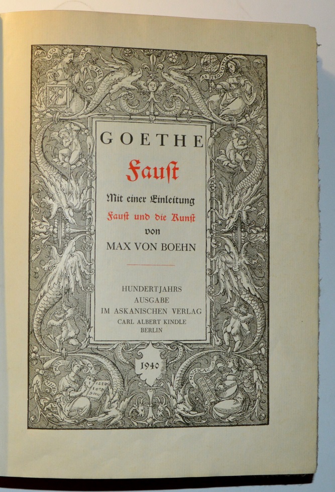 Faust. by GOETHE Johann Wolfgang: Good Hardcover (1940) | Antykwariat ...