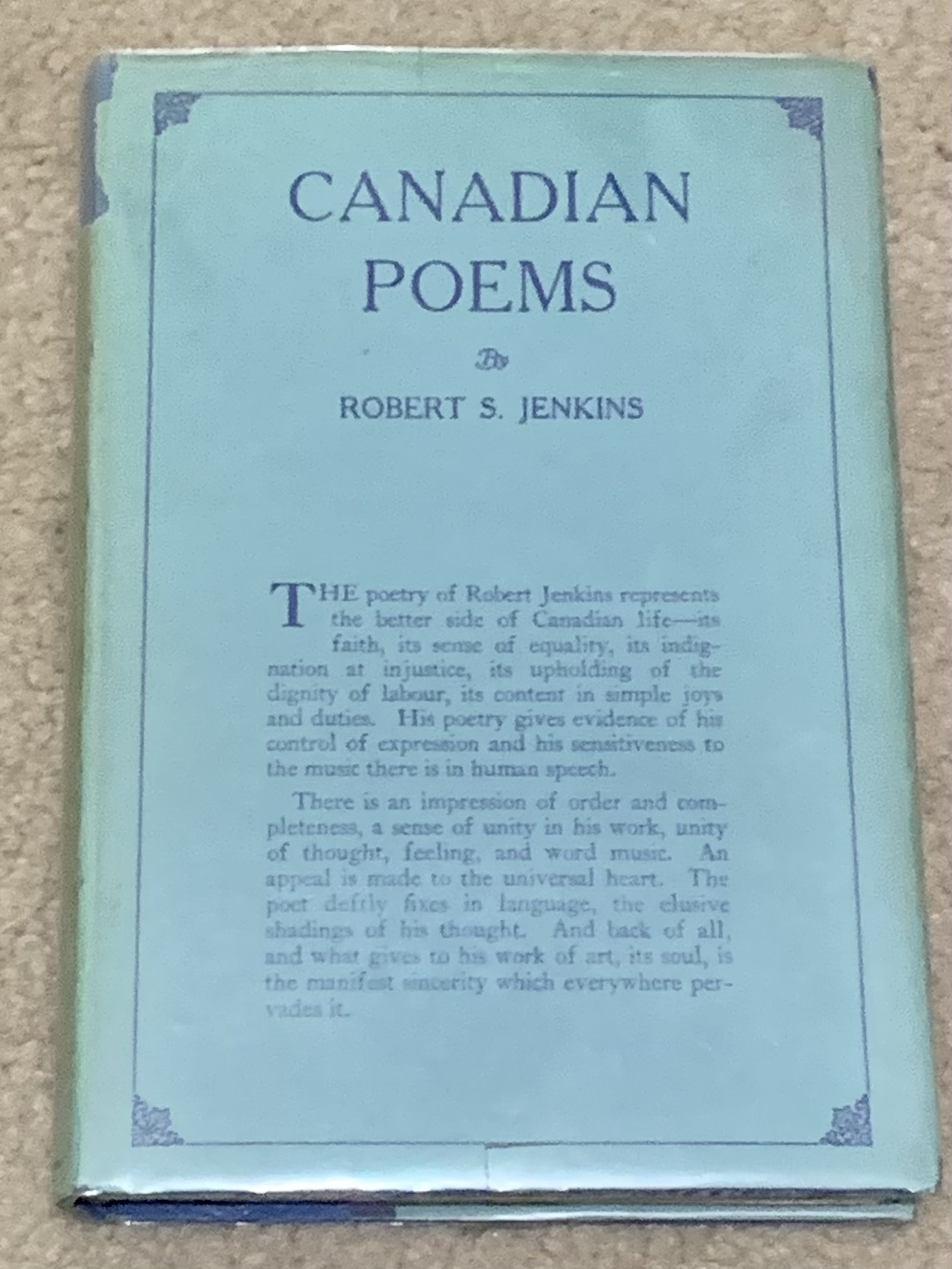 Canadian Poems by Jenkins, Robert S.: Very Good Hardcover (1938) 1st ...