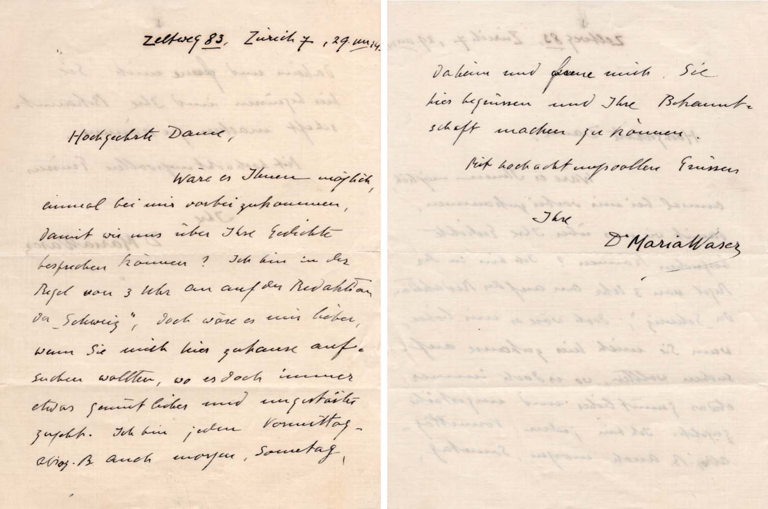 Maria Waser Autograph | signed letters von Maria Waser Autograph ...