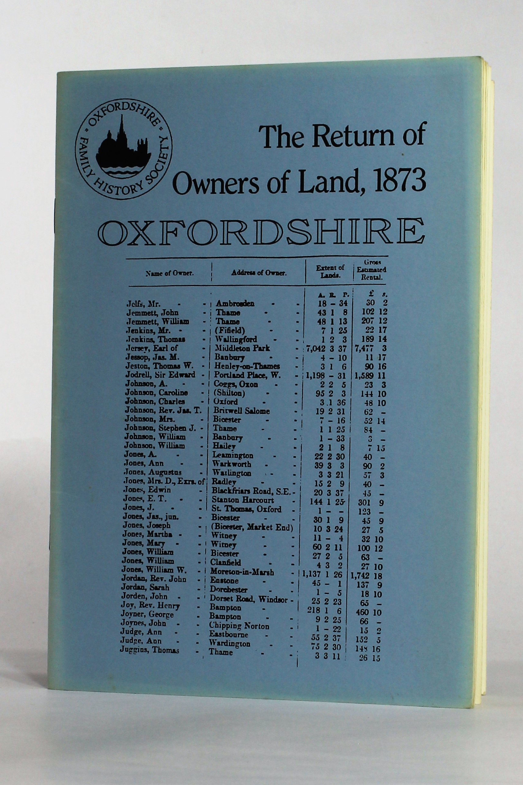The Return of Owners of Land, 1873: Oxfordshire by Anon.: Very Good A5 ...