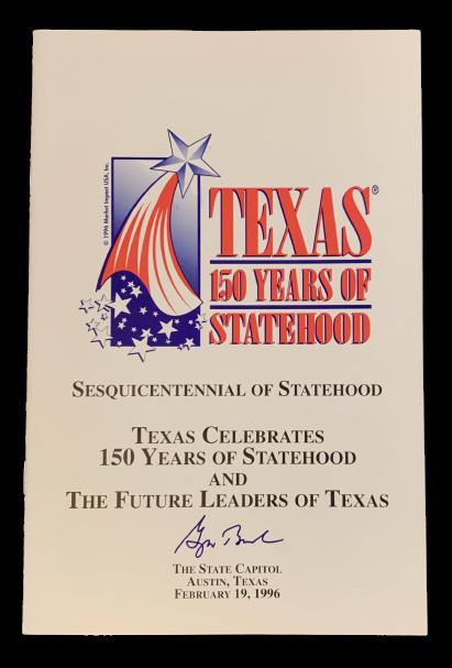 Texas: 150 Years of Statehood event program by [Texas Sesquicentennial ...