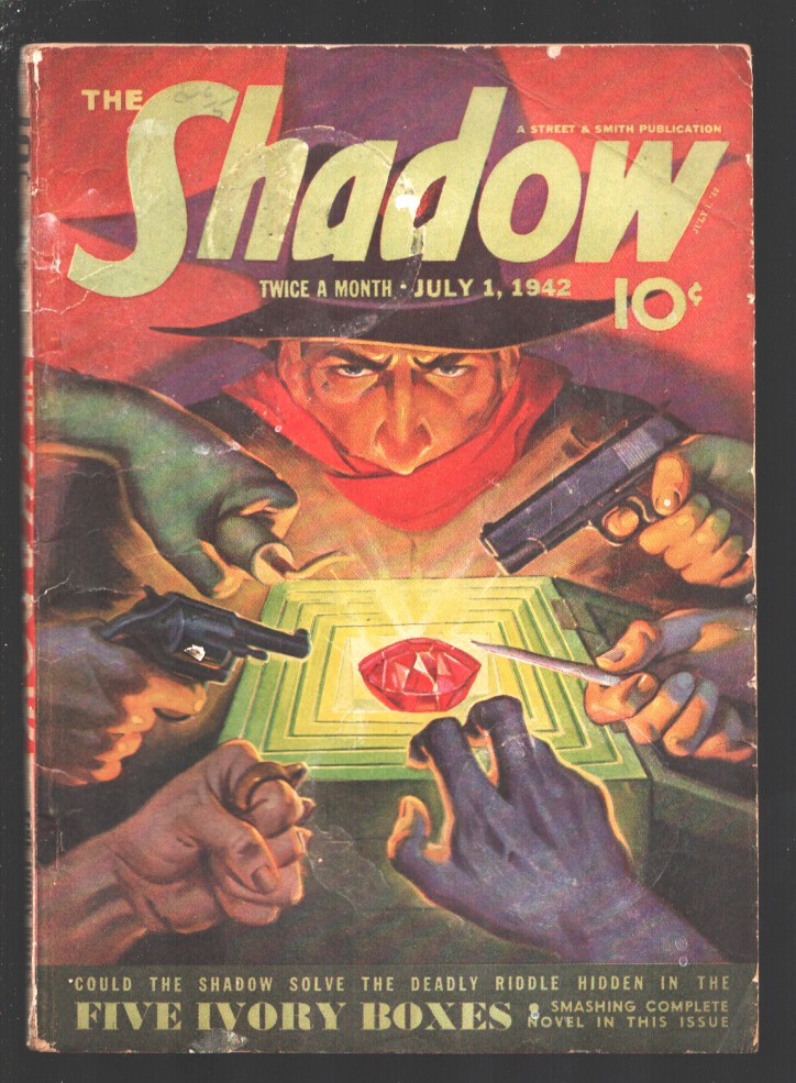 Shadow 7/1/194-'Five Ivory Boxes" by Maxwell Grant-Pulp cover art by ...
