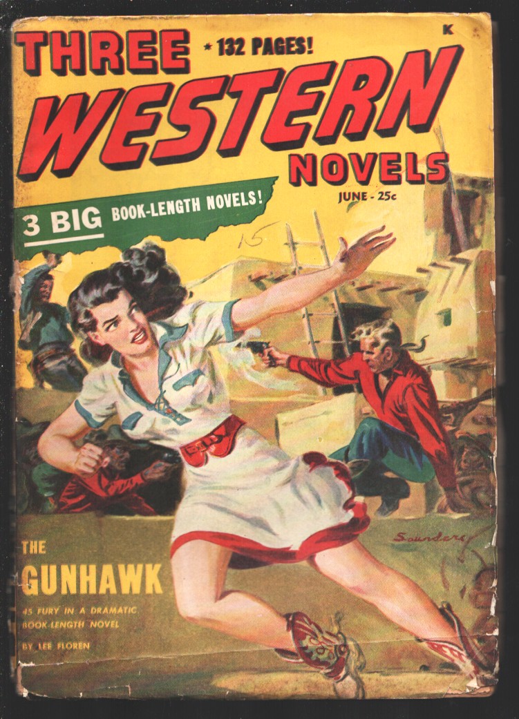 Three Western Novels Pulp #1 6/1948-First issue-Norman Saunders GGA cover-"The Gunhawk" by Lee ...