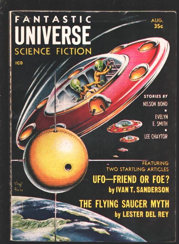 Fantastic Universe Science Fiction 10/1957-Aliens cover-Virgil Finlay ...