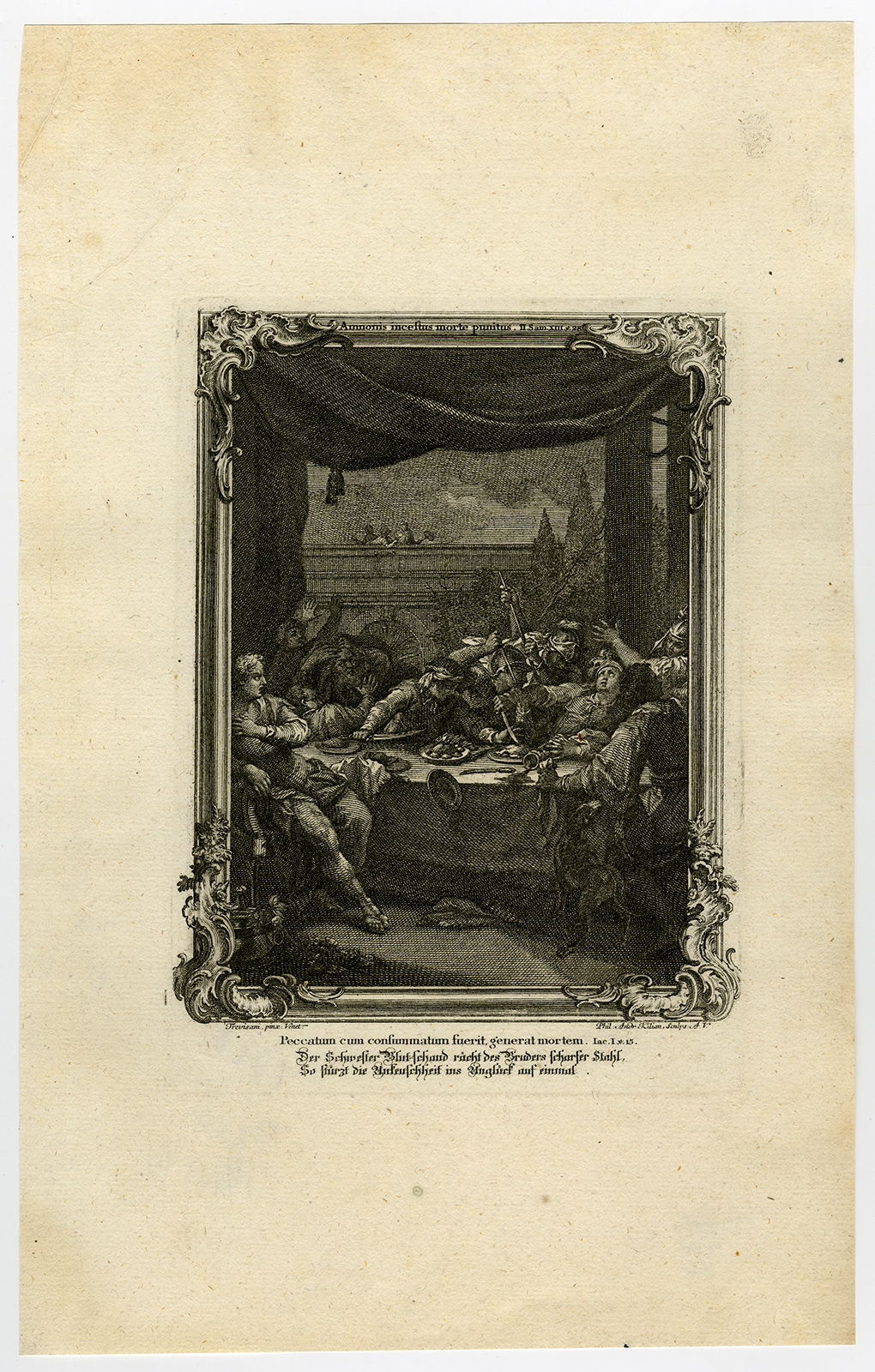 Antique Print-Religion-Ammon being murdered-Trevisani-Kilian-1758 ...