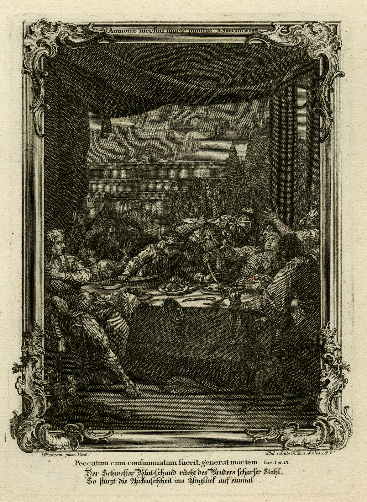 Antique Print-Religion-Ammon being murdered-Trevisani-Kilian-1758 ...