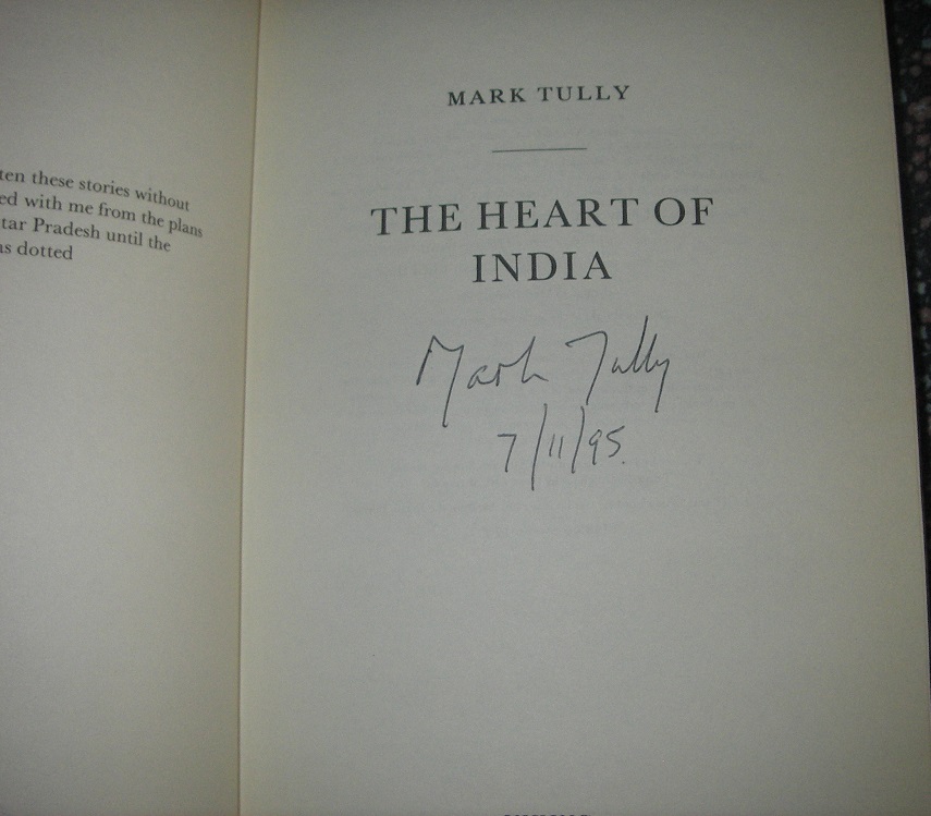 The Heart of India by Tully, Mark: Very Good Hardcover (1995) 1st ...
