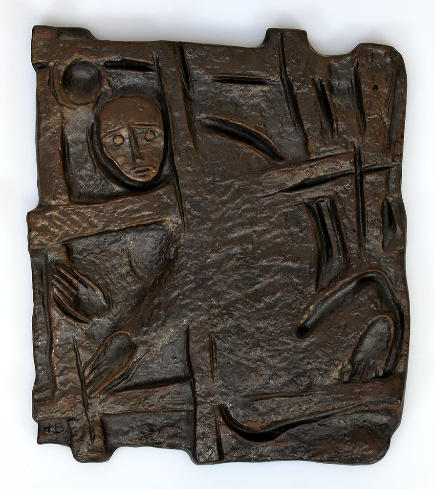 Mann hinter Gittern. 1974. [Relief, Eisenguss / relief, cast iron]. von ...