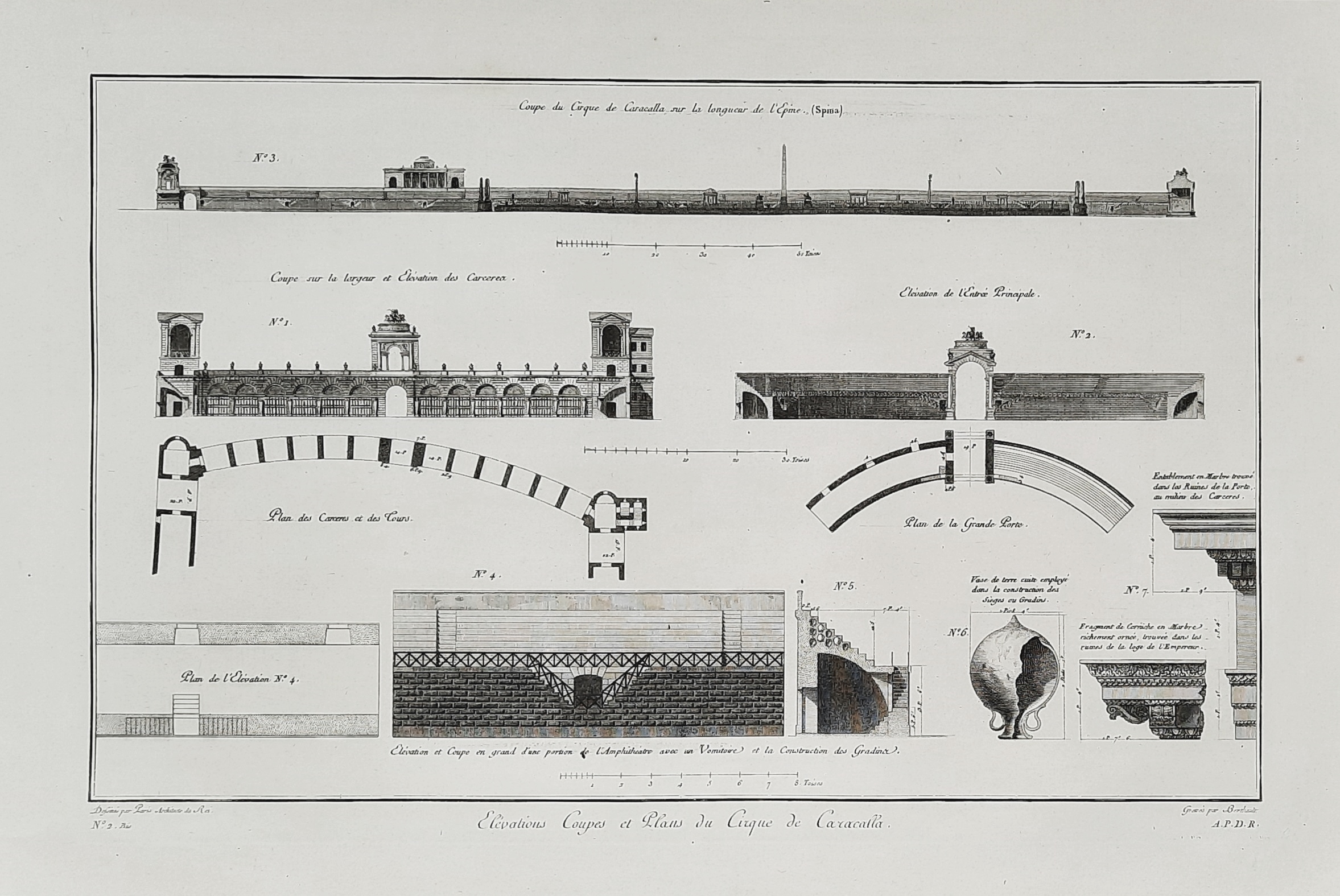 "Elevations Coupes et Plans du Cirque de Caracalla" - Circo di ...