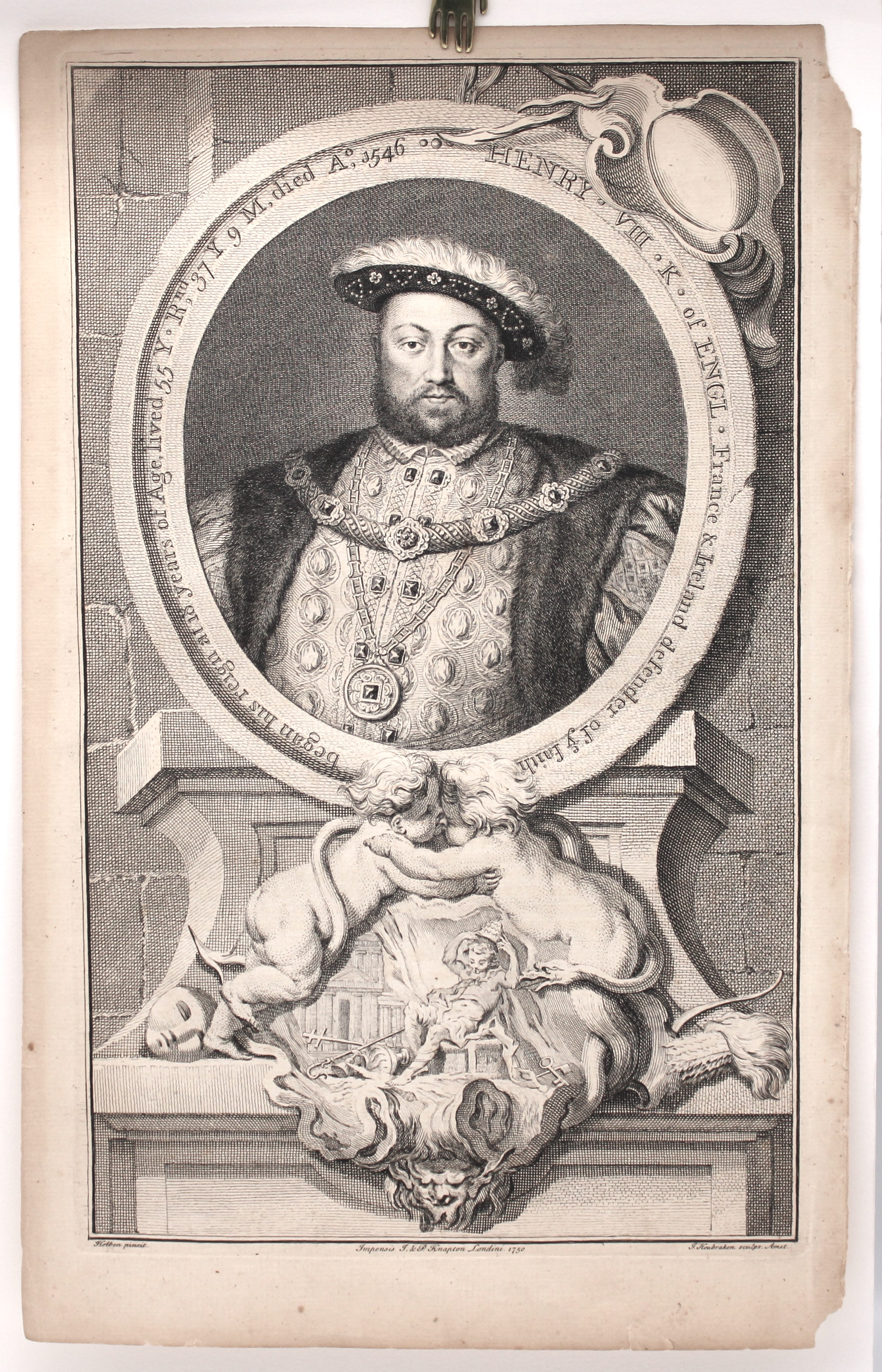 PORTRAIT OF KING HENRY VIII: Original Copperplate Engraving from HEADS ...