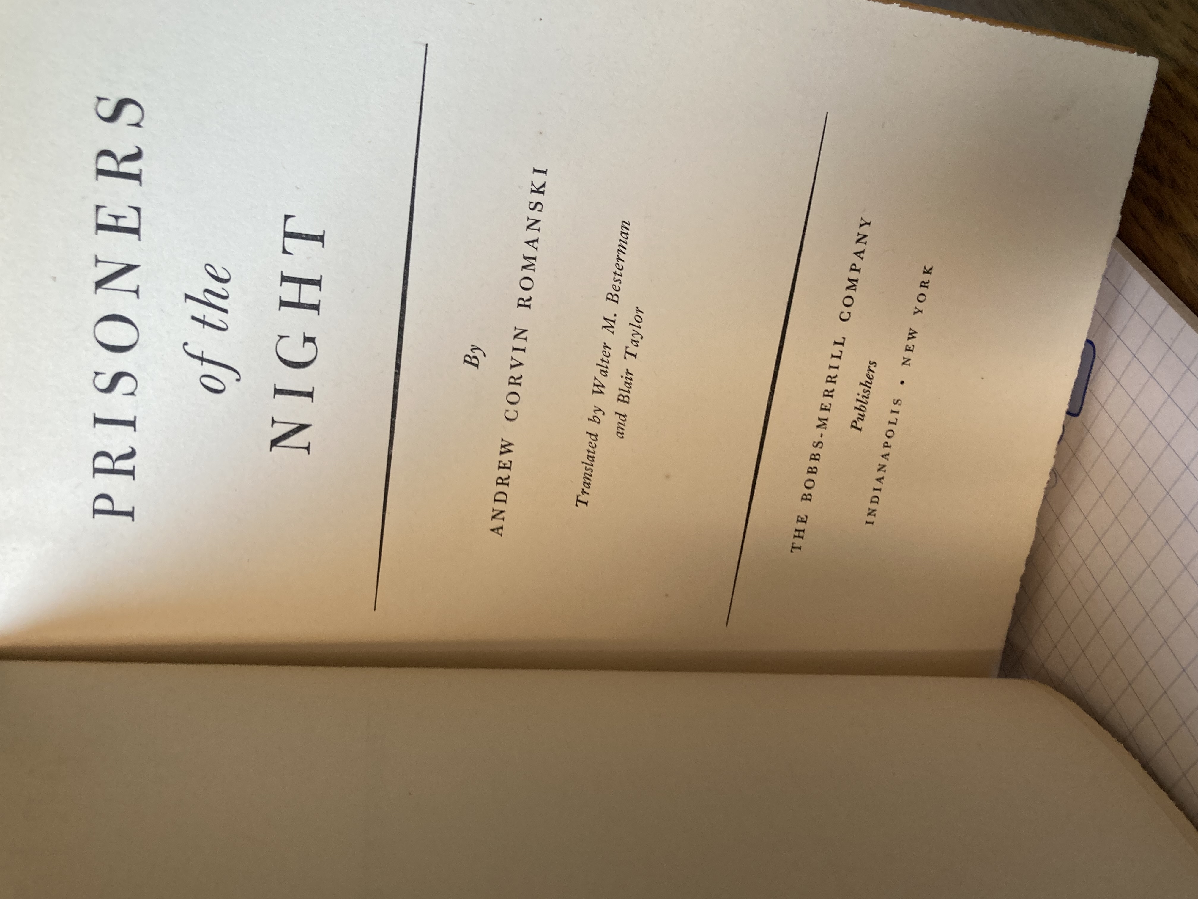 Prisoners of the Night by Andrew Corvin Romanski: Good Hardcover (1948 ...