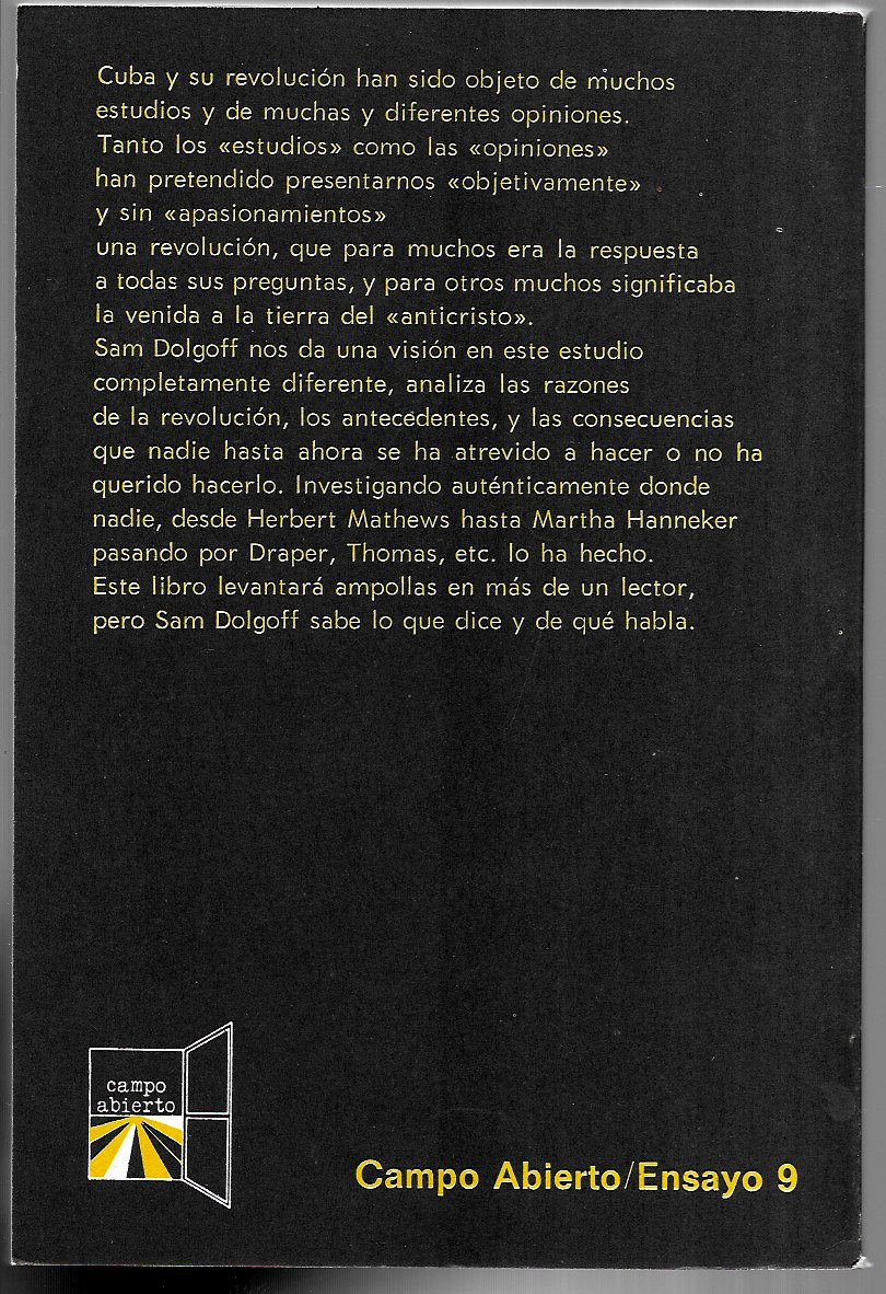 La Revolución Cubana. Un enfoque crítico by Sam Dolgoff: Muy bien ...