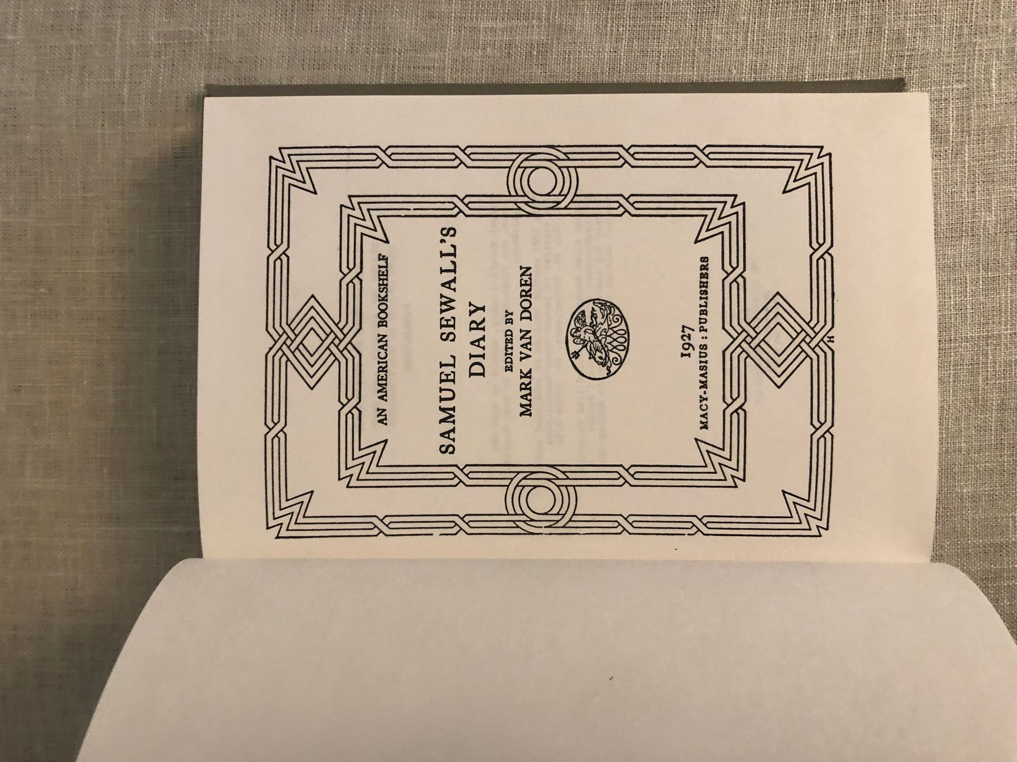 Samuel Sewall's Diary de Sewall, Samuel; Van Doren, Mark (edit.): Near ...