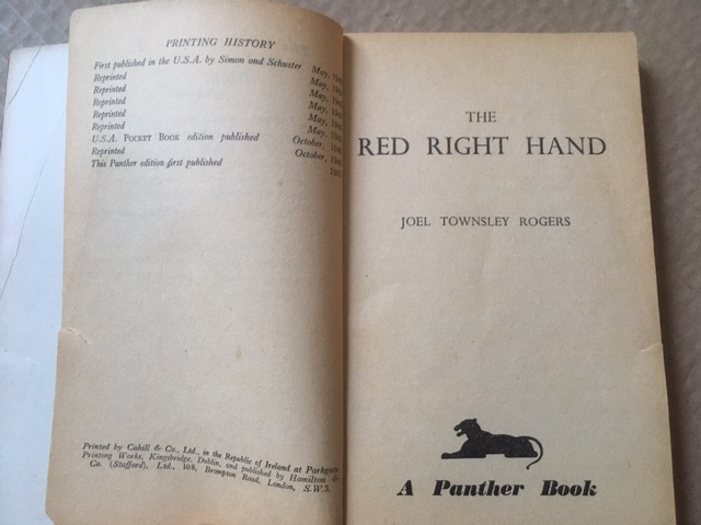 The Red Right Hand by Rogers, Joel Townsley: Good Mass Market Paperback ...