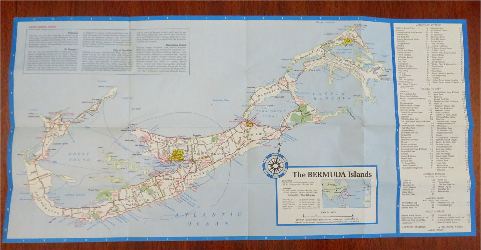 Bermuda Tourist Reference Map City Views Fishing Map 1966 travel ...