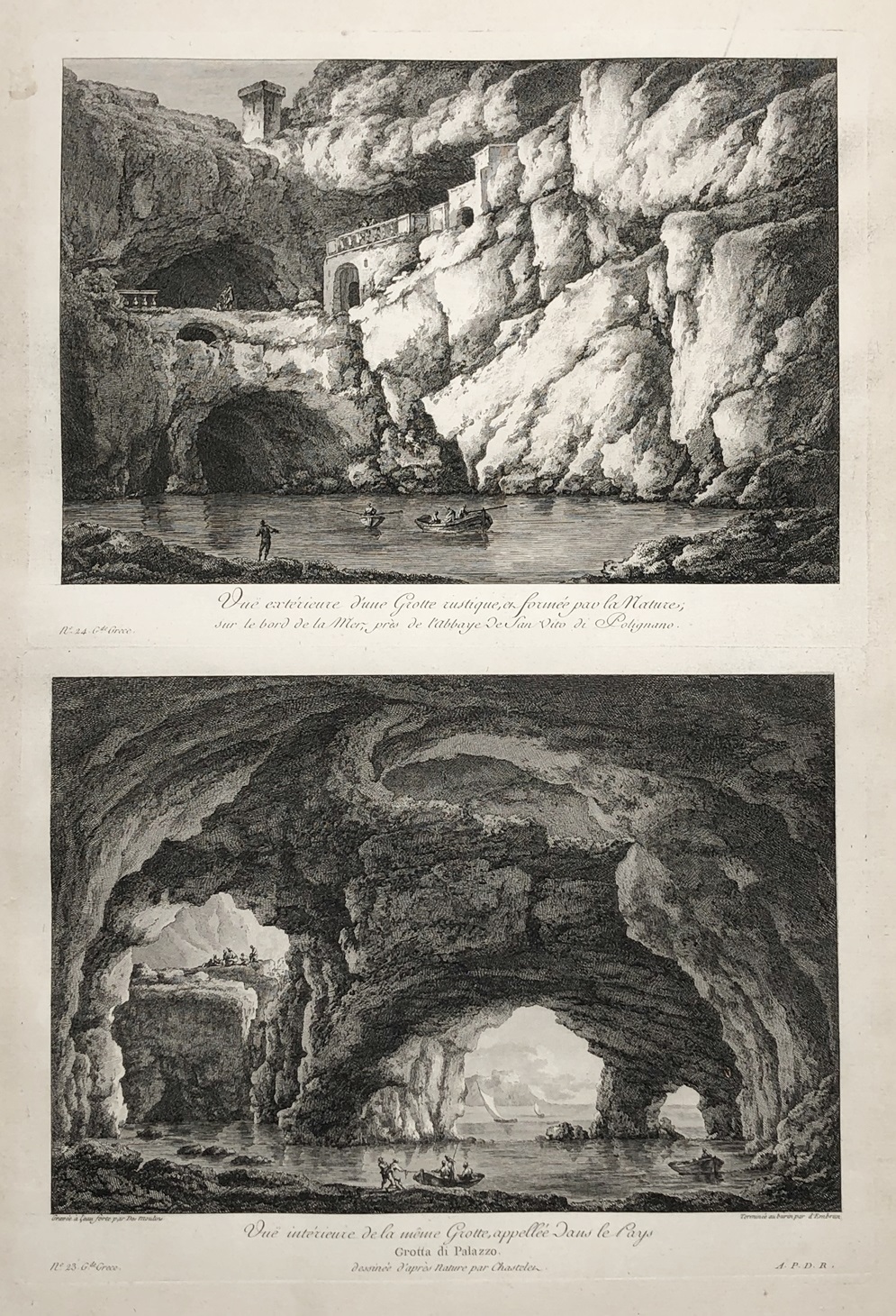 "Vue exterieure d'une Grotte rustique. / Vue interieure de la meme ...