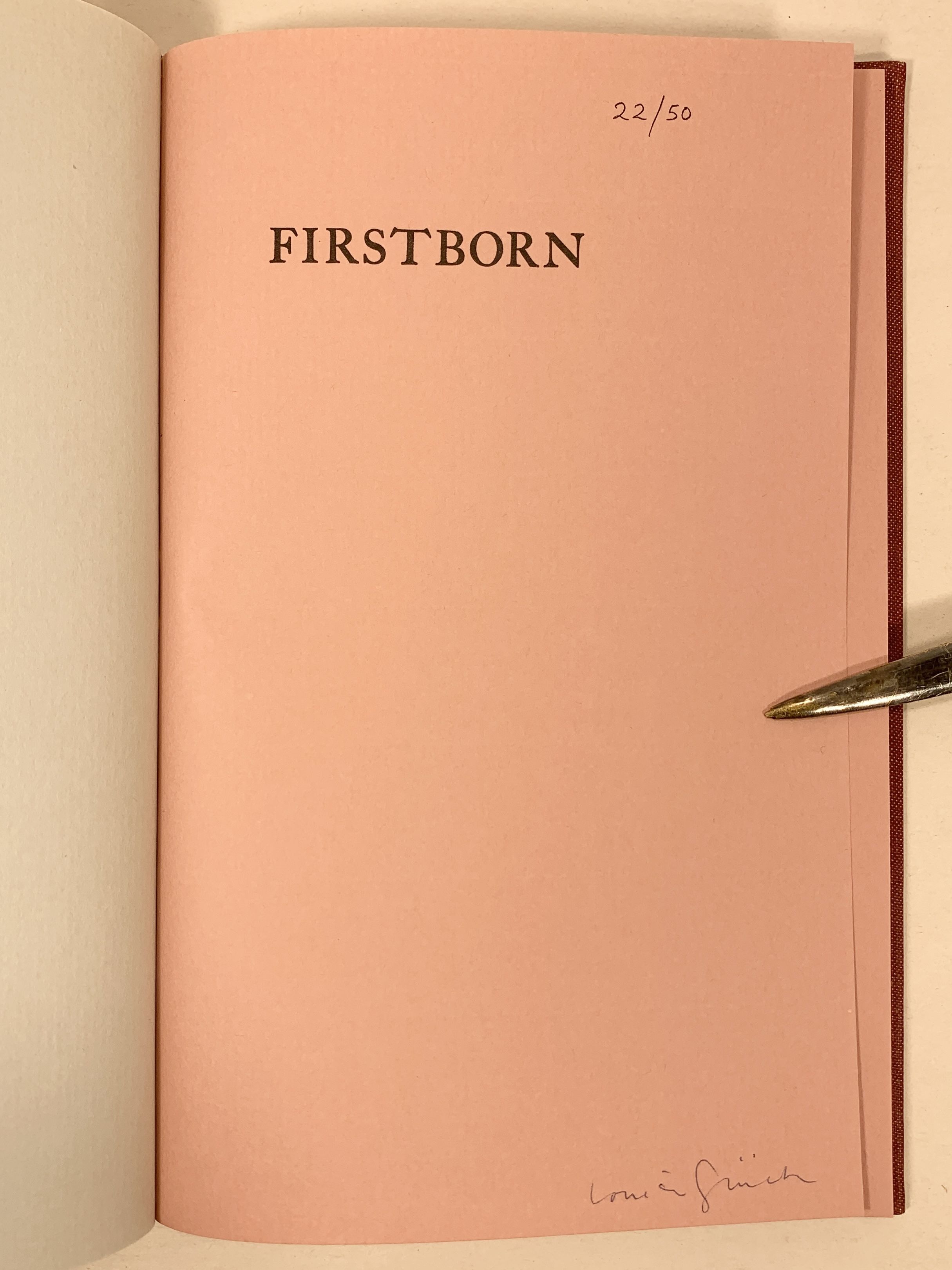 First Born by Gluck, Louise: Fine Hardcover (1969) First English ...