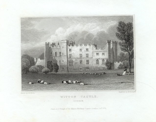 VIEW OF WITTON CASTLE IN DURHAM ENGLAND,1831 Steel Engraving - Antique ...