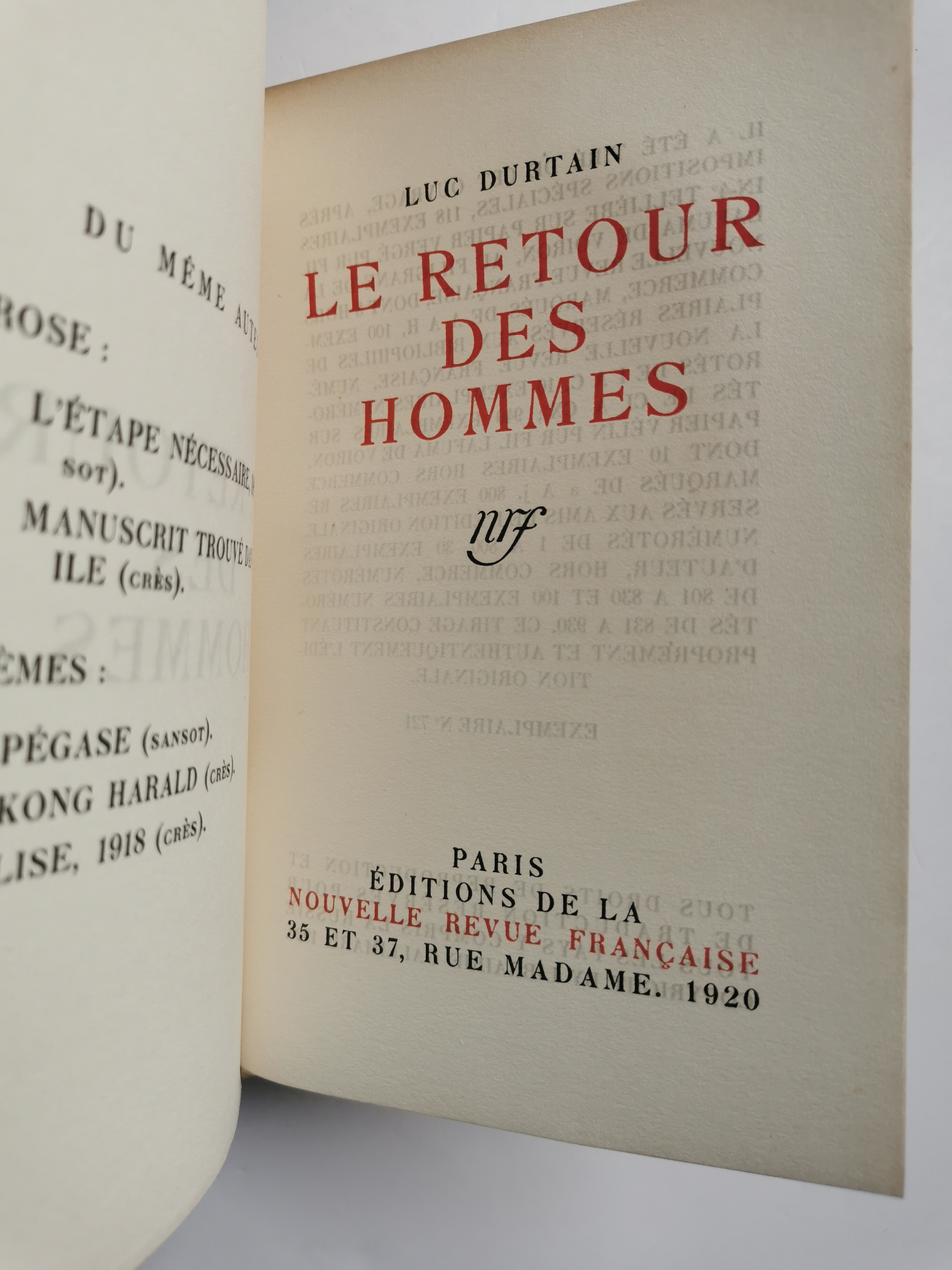 Le Retour Des Hommes By Luc Durtain Bon Couverture Souple 1920