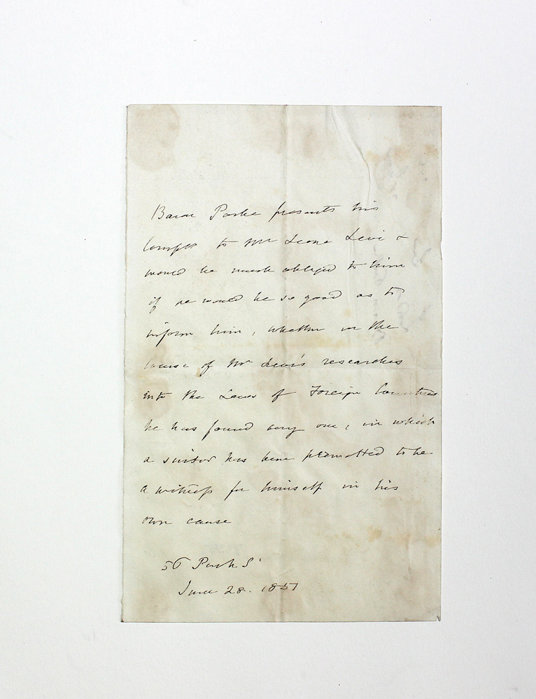 An Original Handwritten Letter Signed by James Parke to Levi Leone by ...