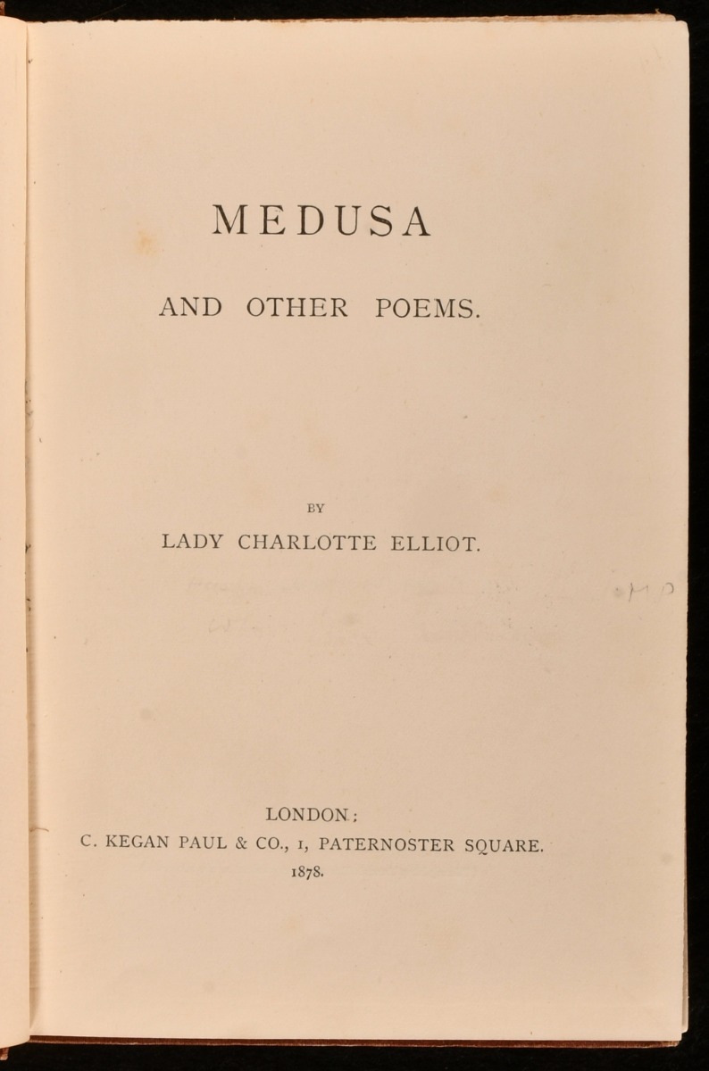 Medusa and Other Poems by Lady Charlotte Elliot: Very Good Indeed Cloth ...