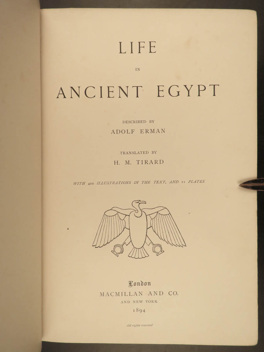 Life In Ancient Egypt By Erman Adolf Tirard H M Transl Near