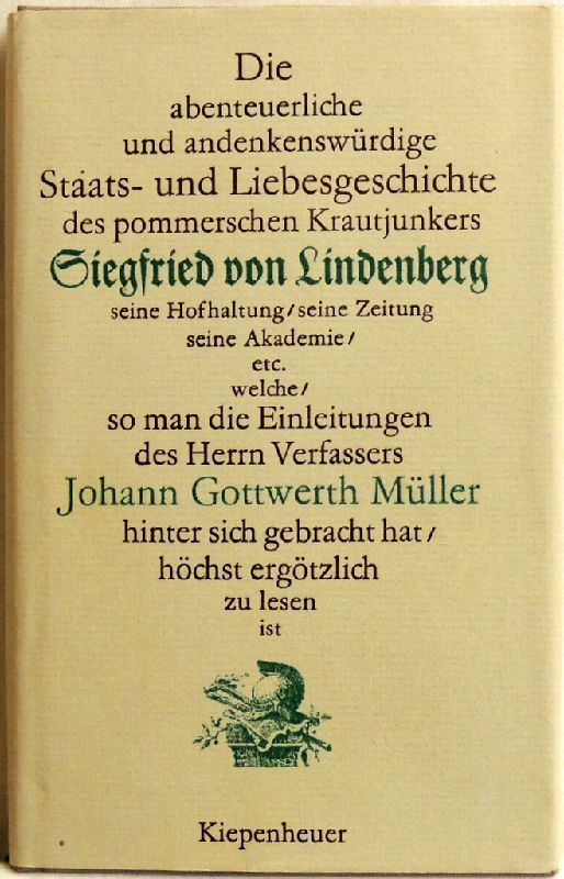 Siegfried von Lindenberg; Komischer Roman von Müller, Johann Gottwerth ...