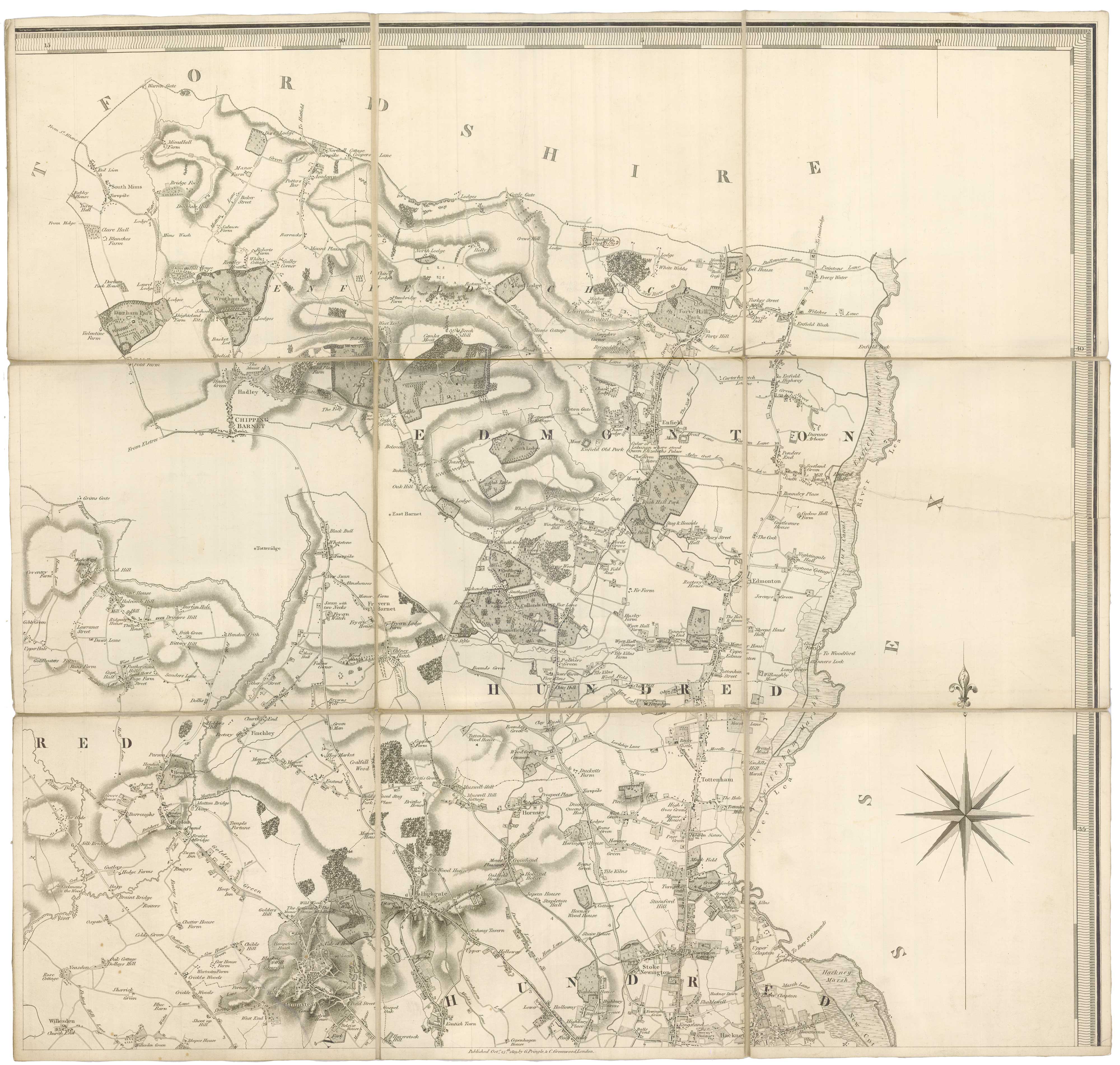 Map Of The County Of Middlesex From An Actual Survey Made In The Years