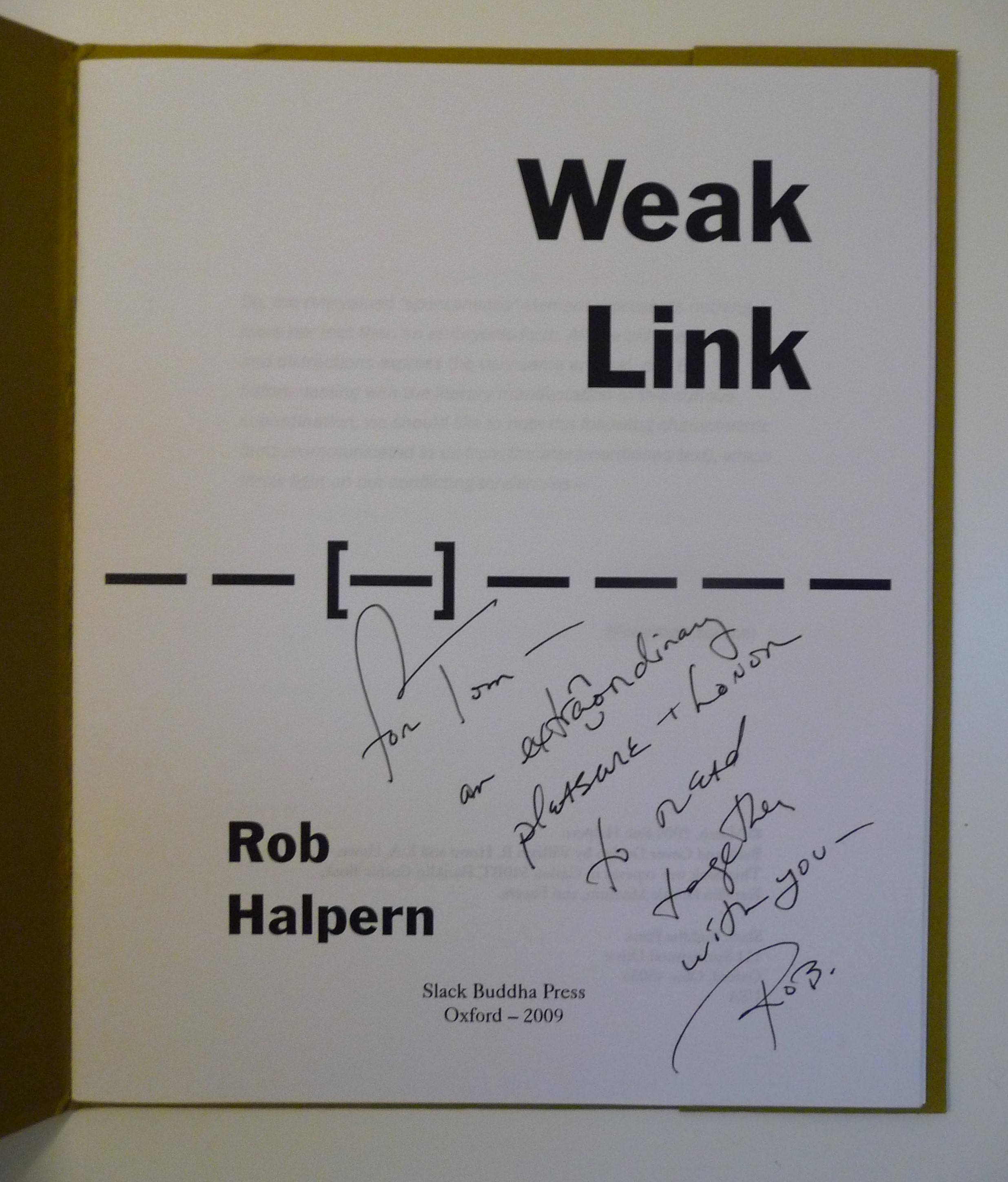 Weak Link by Rob Halpern: Very Good Soft cover (2009) 1st Edition ...