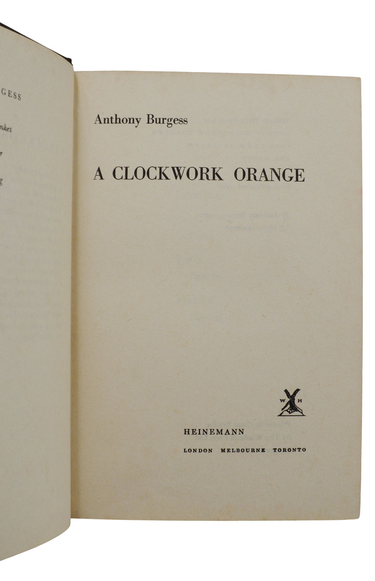 A Clockwork Orange by Burgess, Anthony: Near Fine (1962) First Edition ...