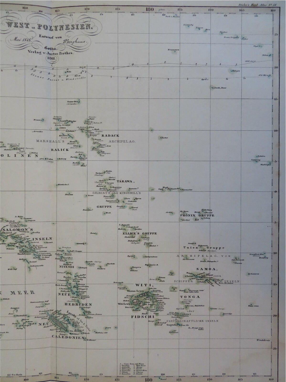 West Polynesia Papua New Guinea New Caledonia Samoa 1861 Berghaus ...