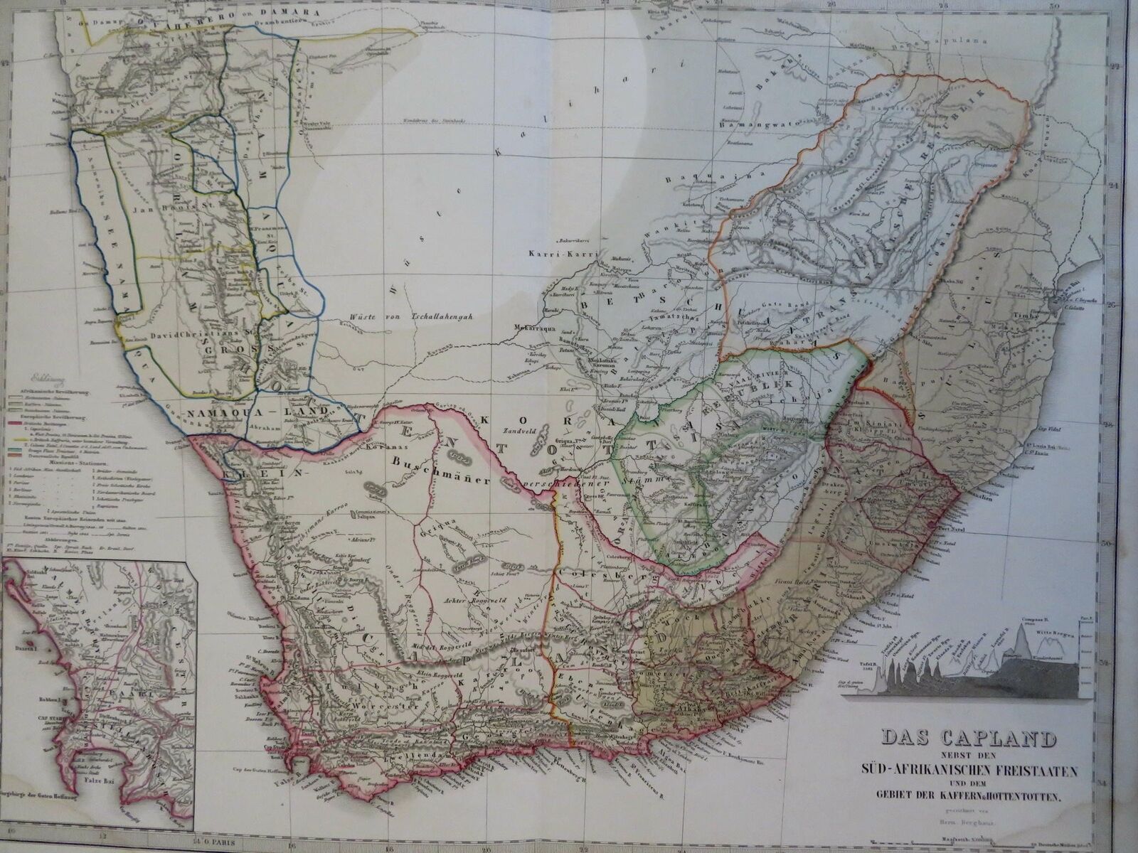 South Africa Cape Colony Boer Republics Cape Town 1861 Berghaus ...