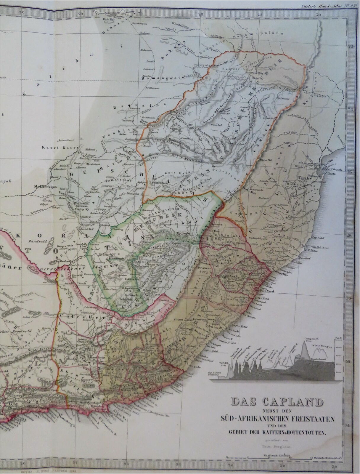 South Africa Cape Colony Boer Republics Cape Town 1861 Berghaus ...