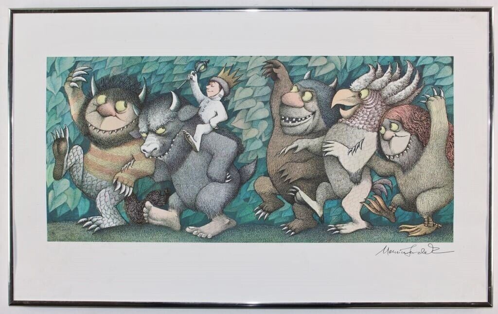 MAURICE SENDAK ~ WHERE THE WILD THINGS ARE, ORIGINAL FRAMED SIGNED ...