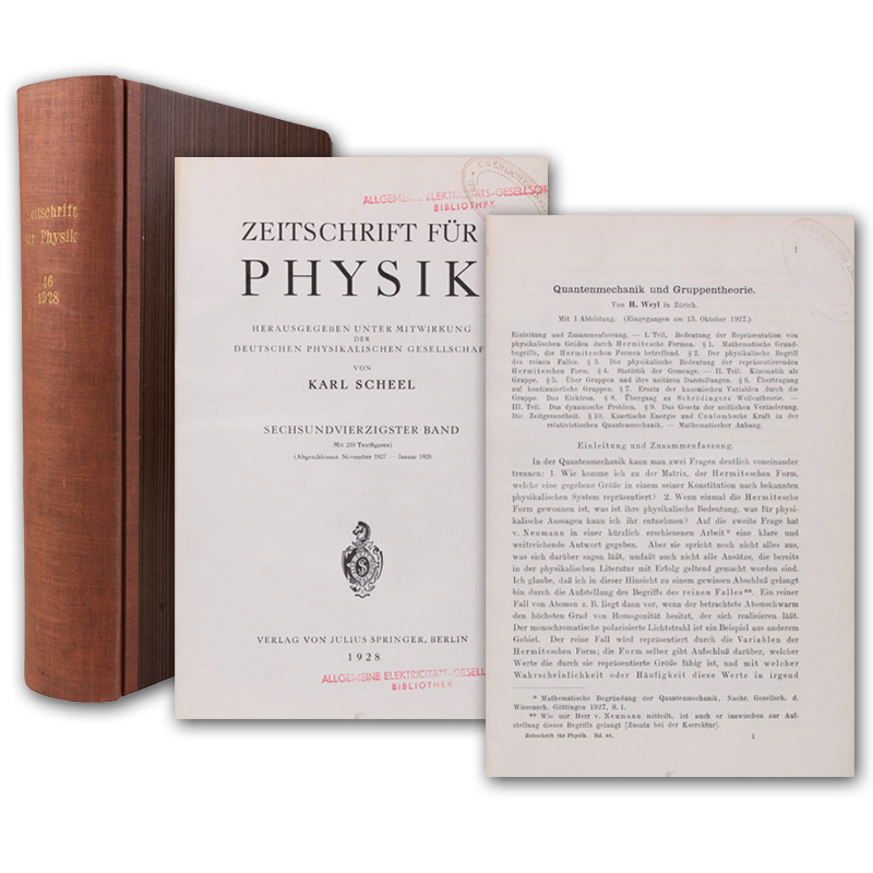 Quantenmechanik und Gruppentheorie. SS. 1-46. In: Zeitschrift für ...