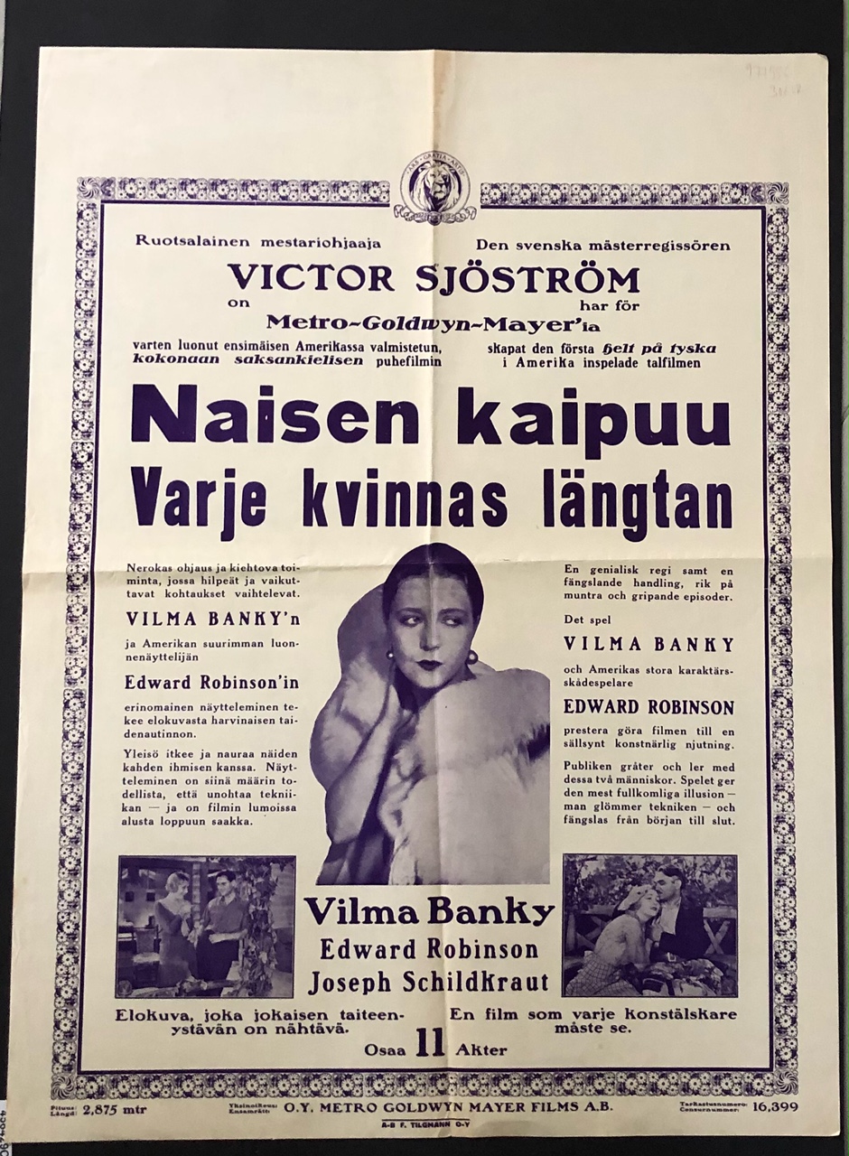 Vilma Banky in A LADY TO LOVE - Vintage First Screening Movie Poster ...