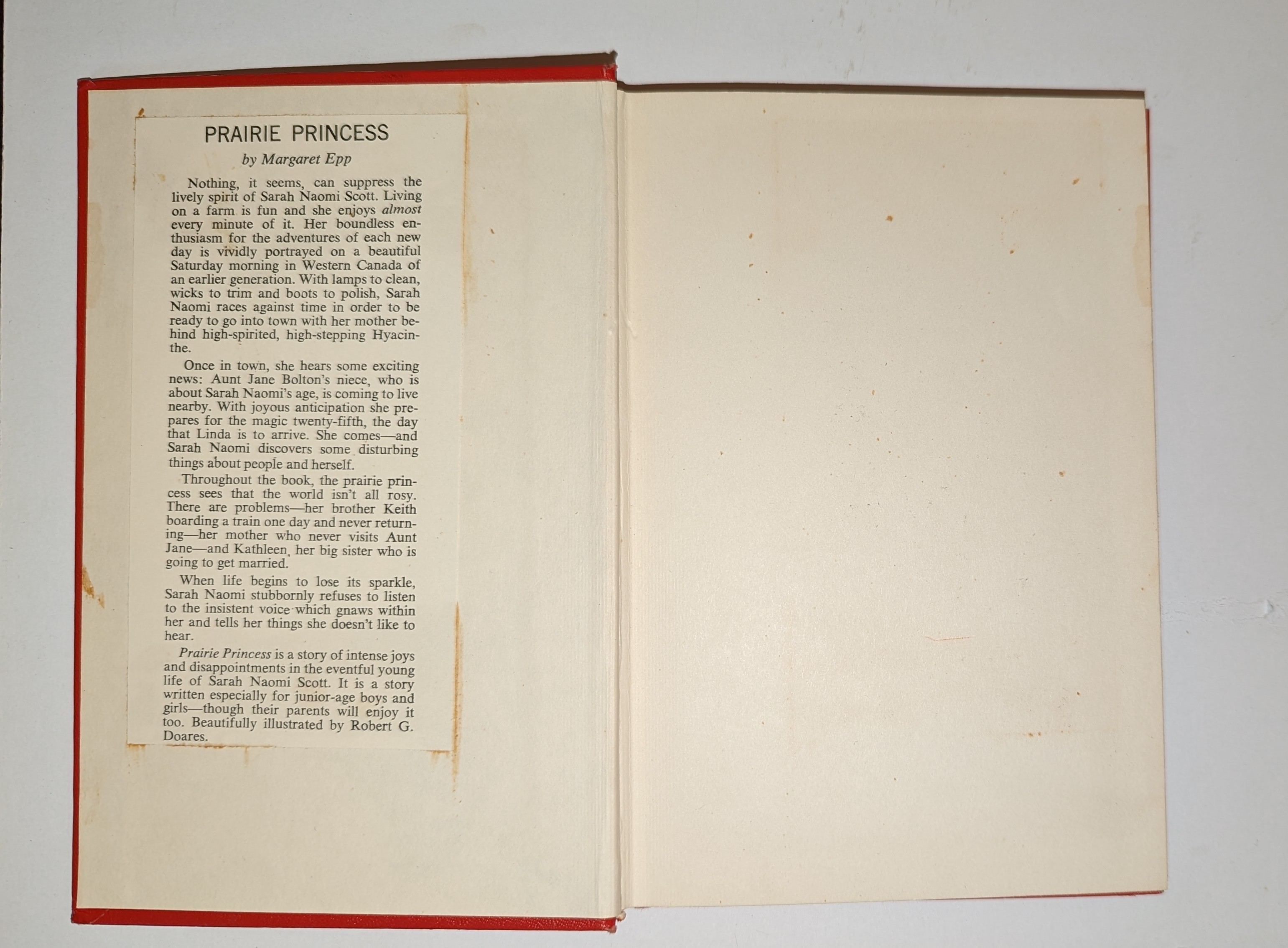Prairie Princess by Margaret Epp: Good Hardcover (1967) 1st Edition ...
