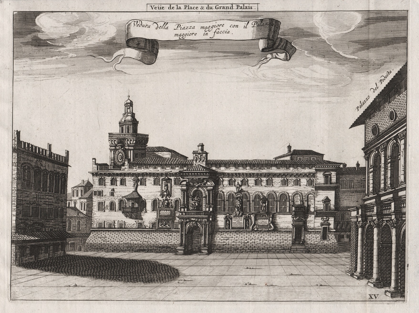 "Veue de la Place & du Grand Palais." - Bologna Piazza Maggiore Palazzo ...