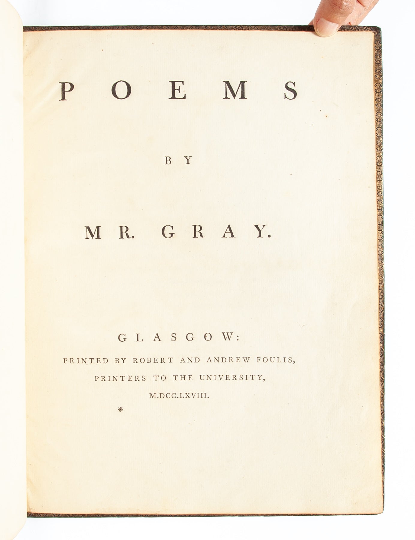Poems of Mr. Gray by Gray, Thomas: (1768) First Scottish Edition ...