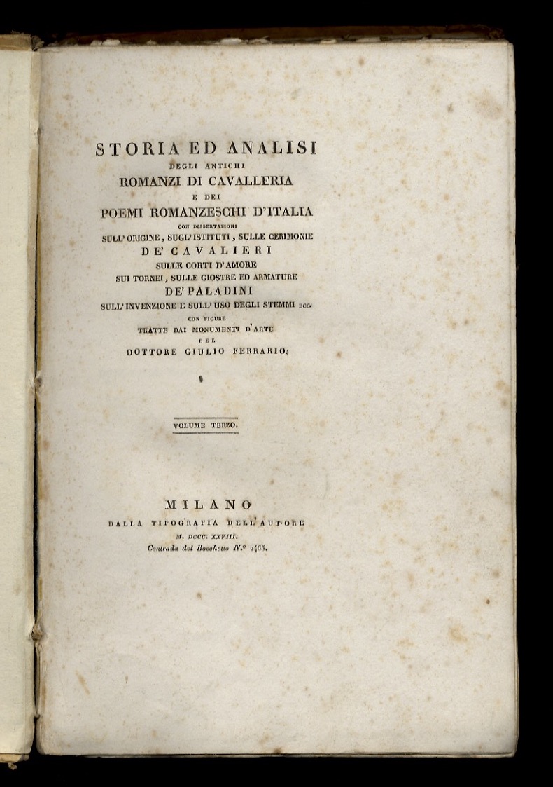 Storia ed analisi degli antichi Romanzi di Cavalleria e dei primi Poemi ...