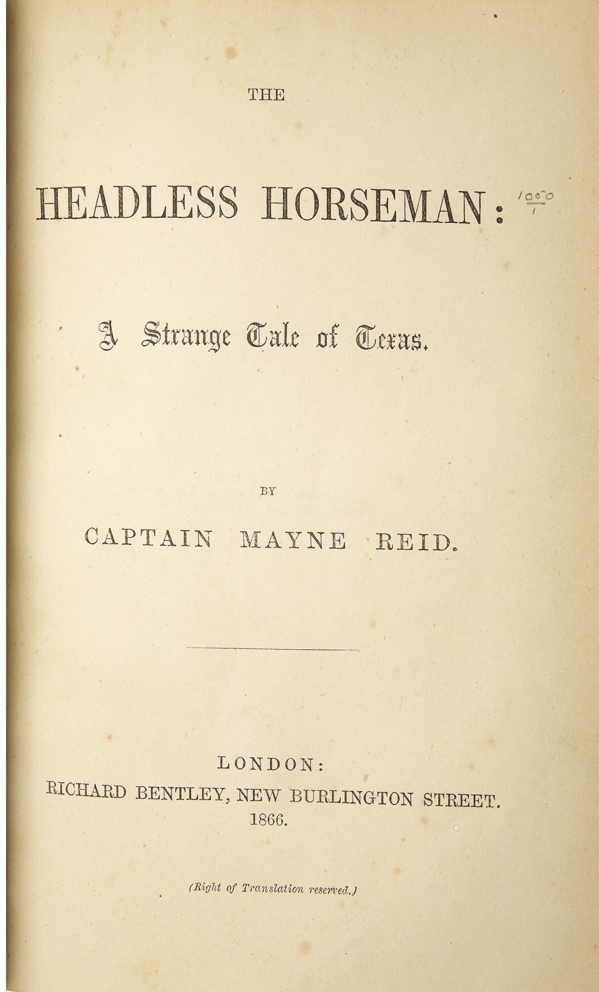 The Headless Horseman: A Strange Tale of Texas by Reid, Captain [Thomas ...