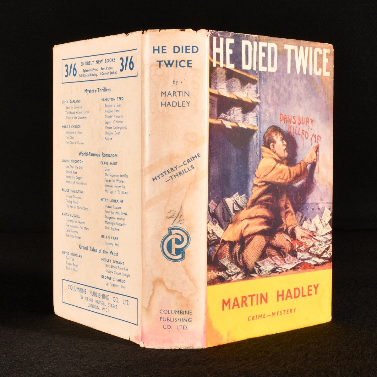 He Died Twice by Martin Hadley: Near Fine Cloth (1940) First edition ...