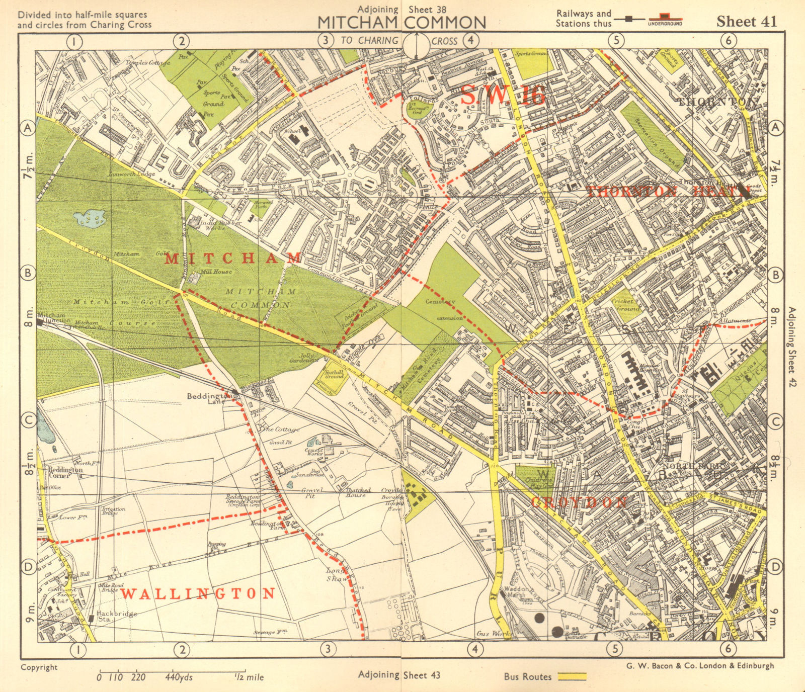 Mitcham Common by Bacon, George Washington & Co: (1955) Map | Antiqua ...