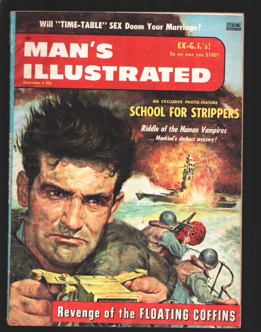 Man's Illustrated 12/1956-Sea battle cover-vampires-Motorcycle gang ...